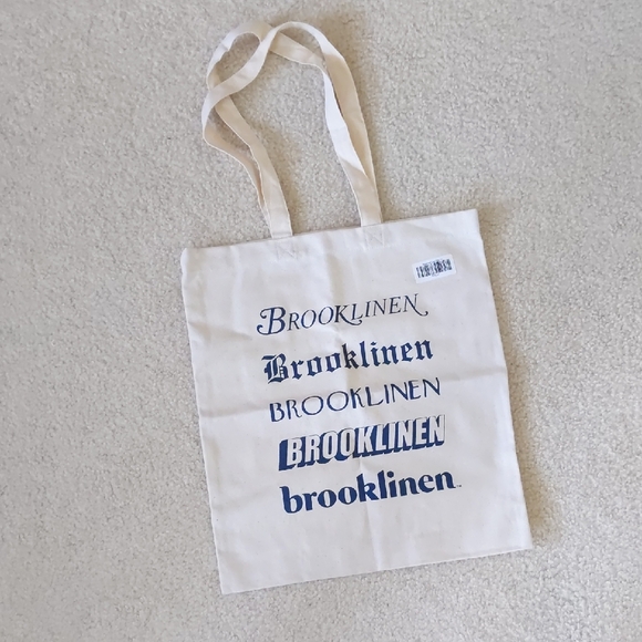 Brooklinen | Bags | Brooklinen Logo Canvas Tote In Cream And Blue ...